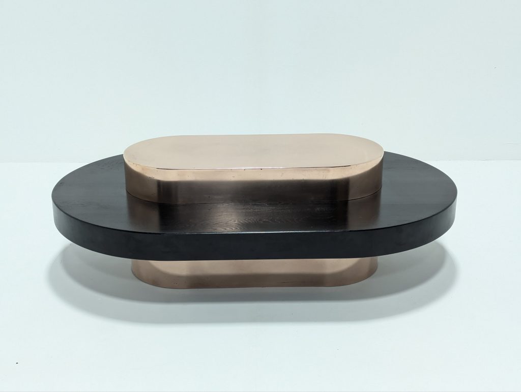 Custom Benchmark Copper Wood Coffee Table - The Designer Furniture Company